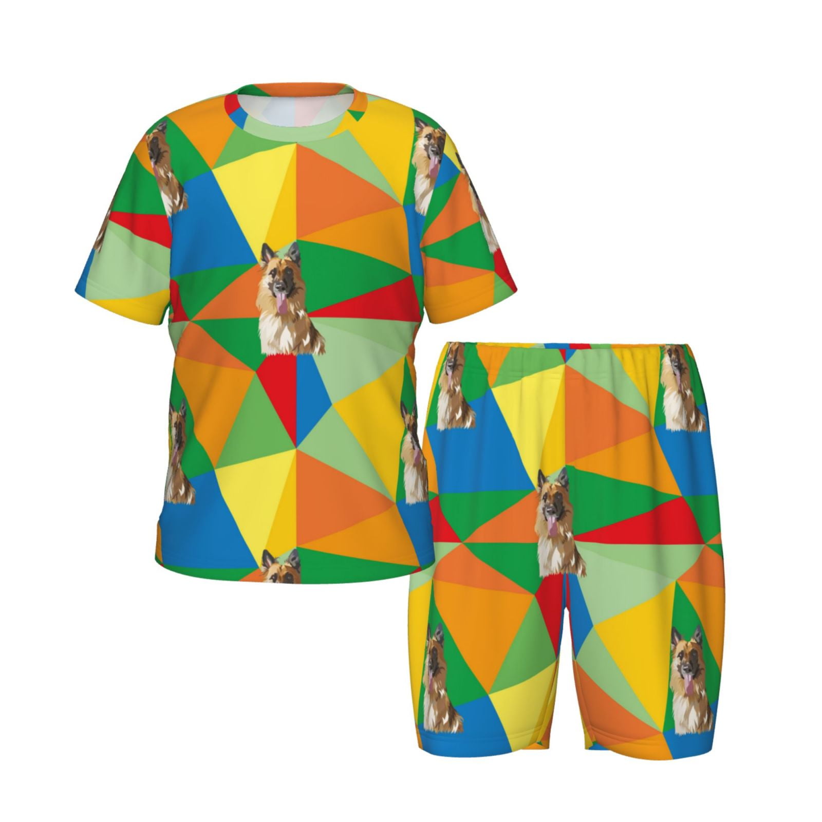 Pajamas Set For Boys and Girls, German Shepherd Dog Colorful 2 Piece ...