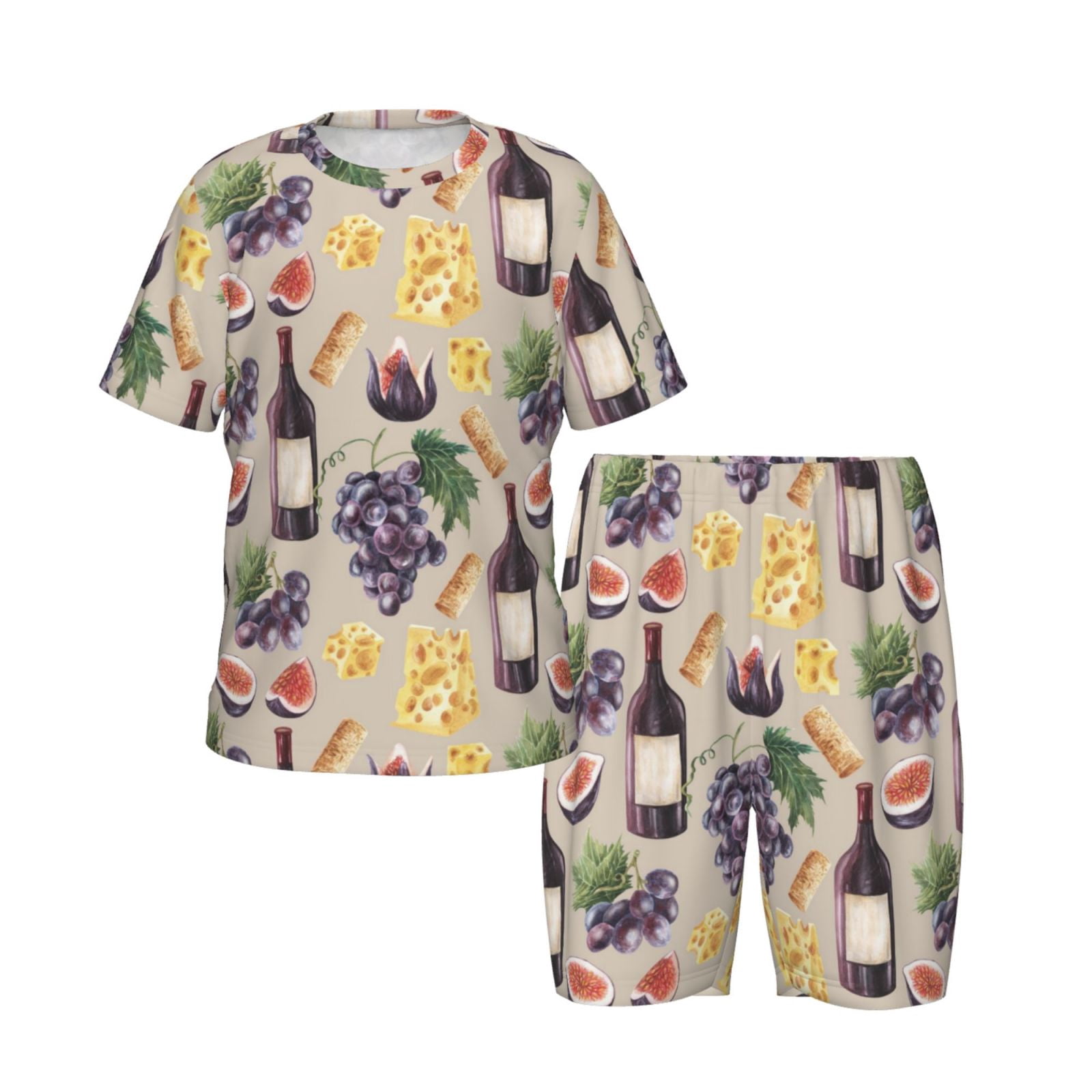 Pajamas Set For Boys and Girls, Glasses Of Red Wine 2 Piece Short ...