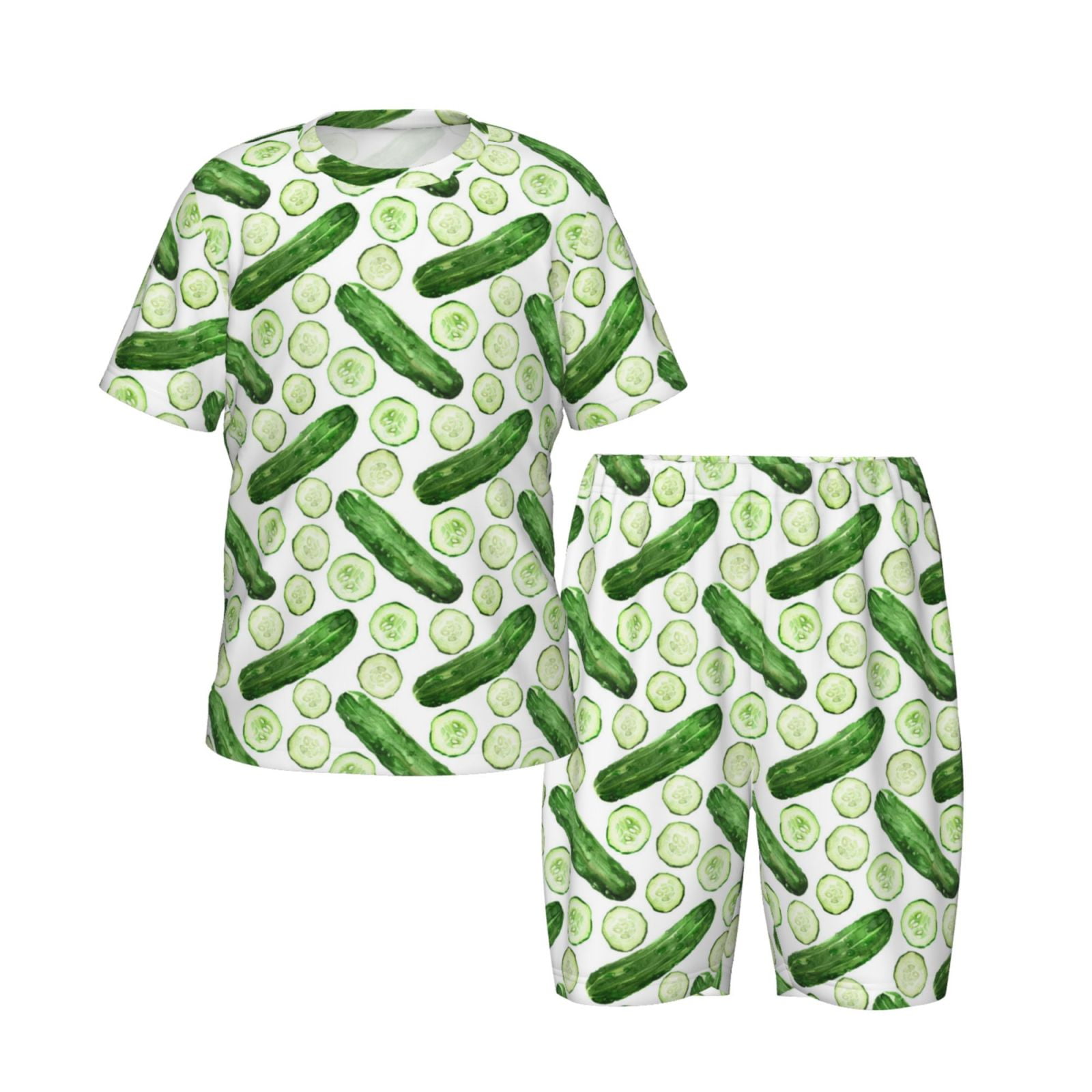 Pajamas Set For Boys and Girls, Green Cucumber1 2 Piece Short Sleeve ...