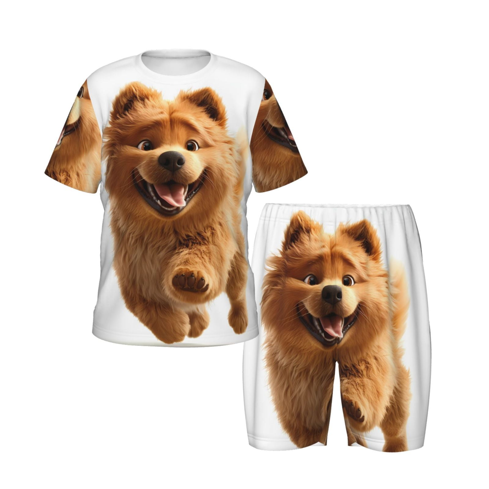 Pajamas Set For Boys and Girls, Happy Running Dog 2 Piece Short Sleeve ...