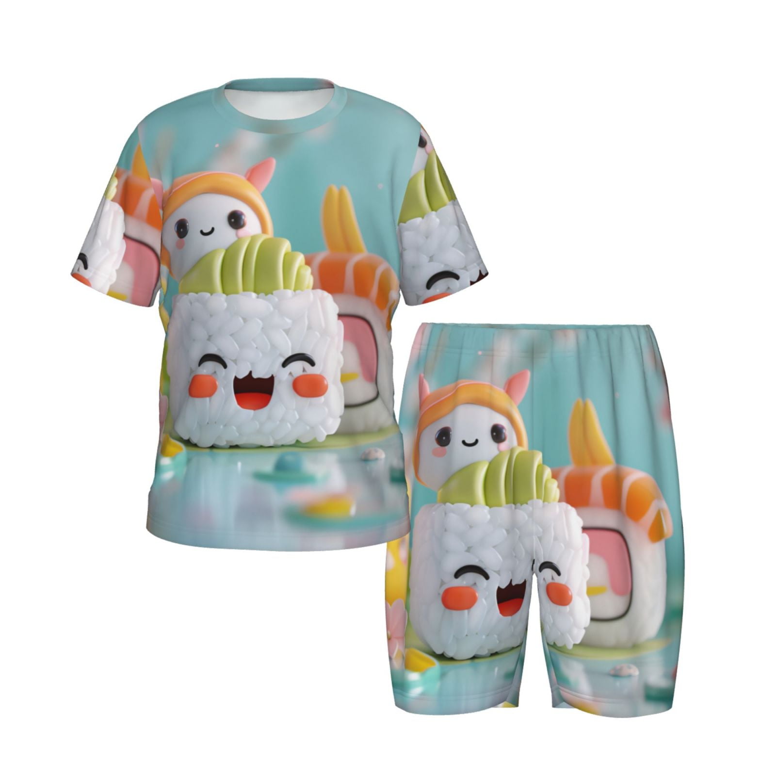 Pajamas Set For Boys and Girls, Kawaii Sushi Characters Delight 2 Piece ...