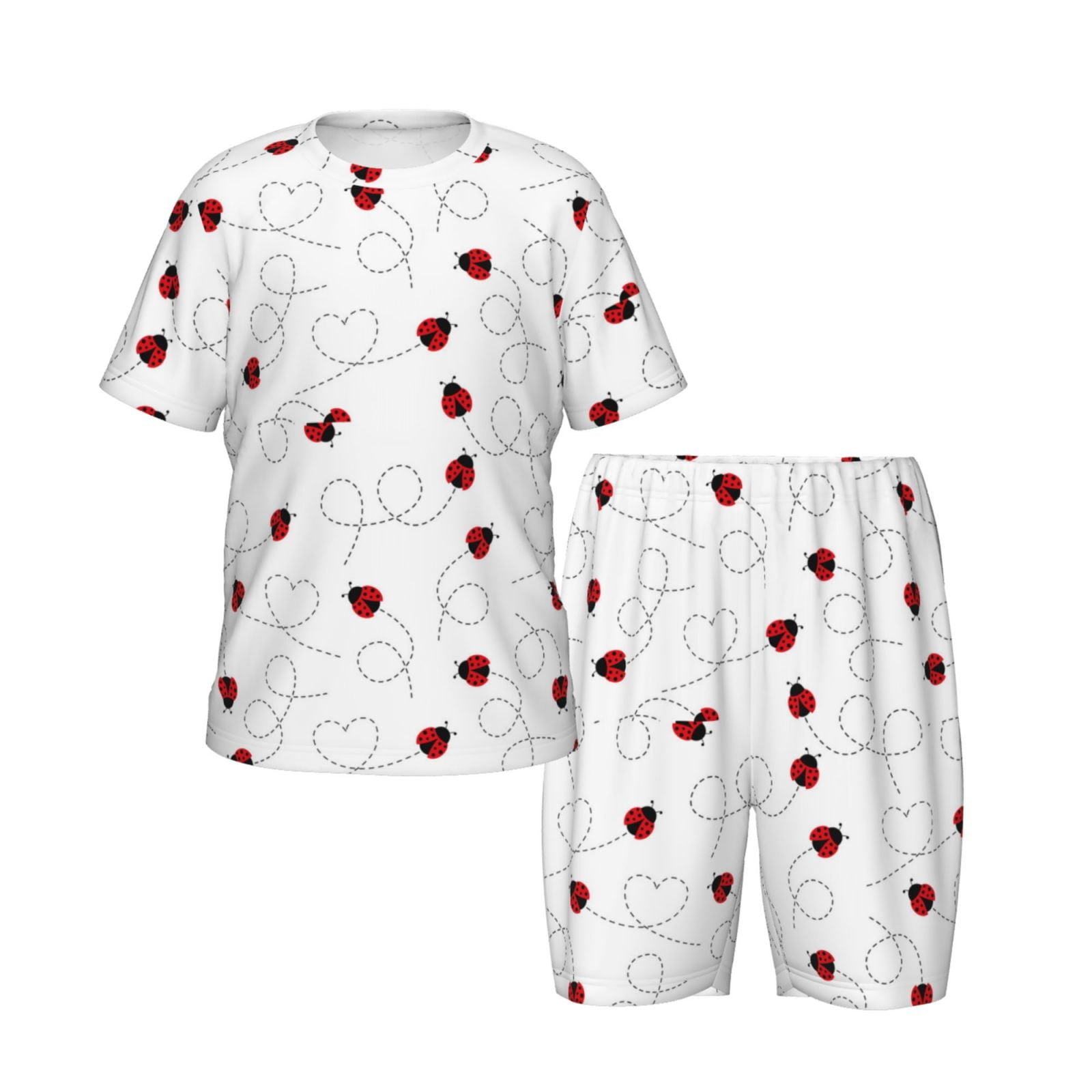 Pajamas Set For Boys and Girls, Ladybugs Flying On Dotted Route 2 Piece ...