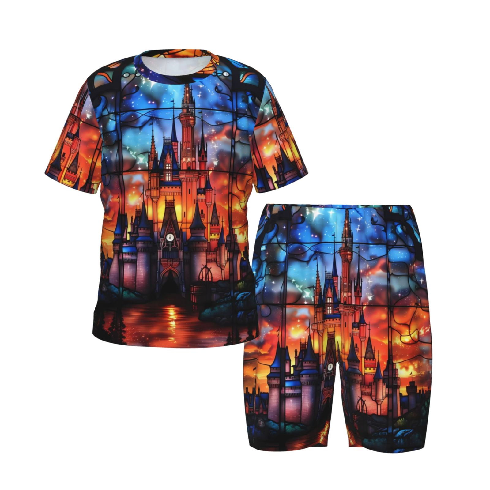 Pajamas Set For Boys and Girls, Magical Stained Glass Castle 2 Piece ...