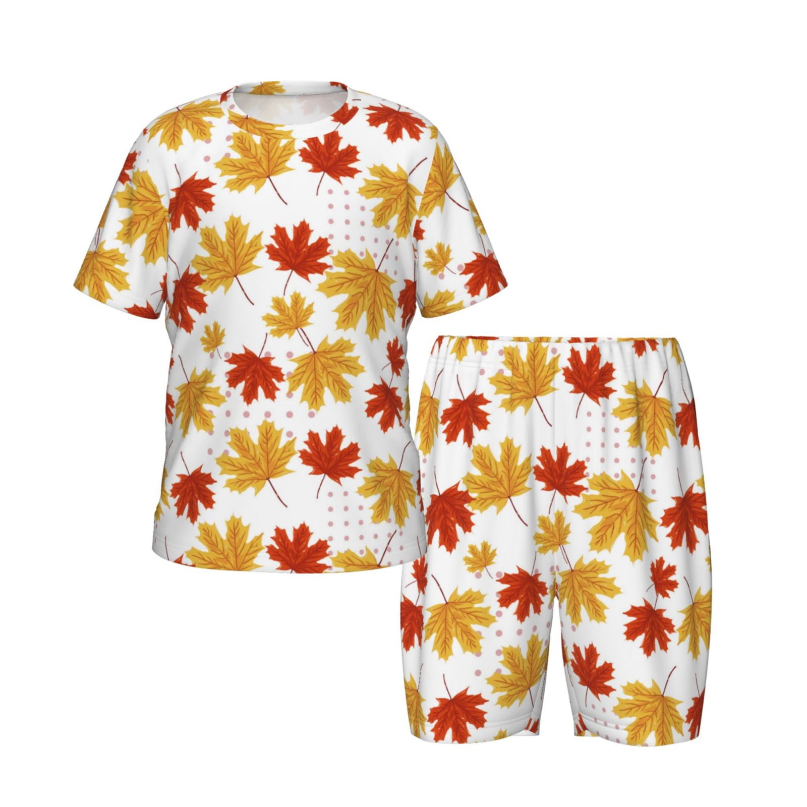 Pajamas Set For Boys and Girls, Maple Leaf 2 Piece Short Sleeve Summer ...