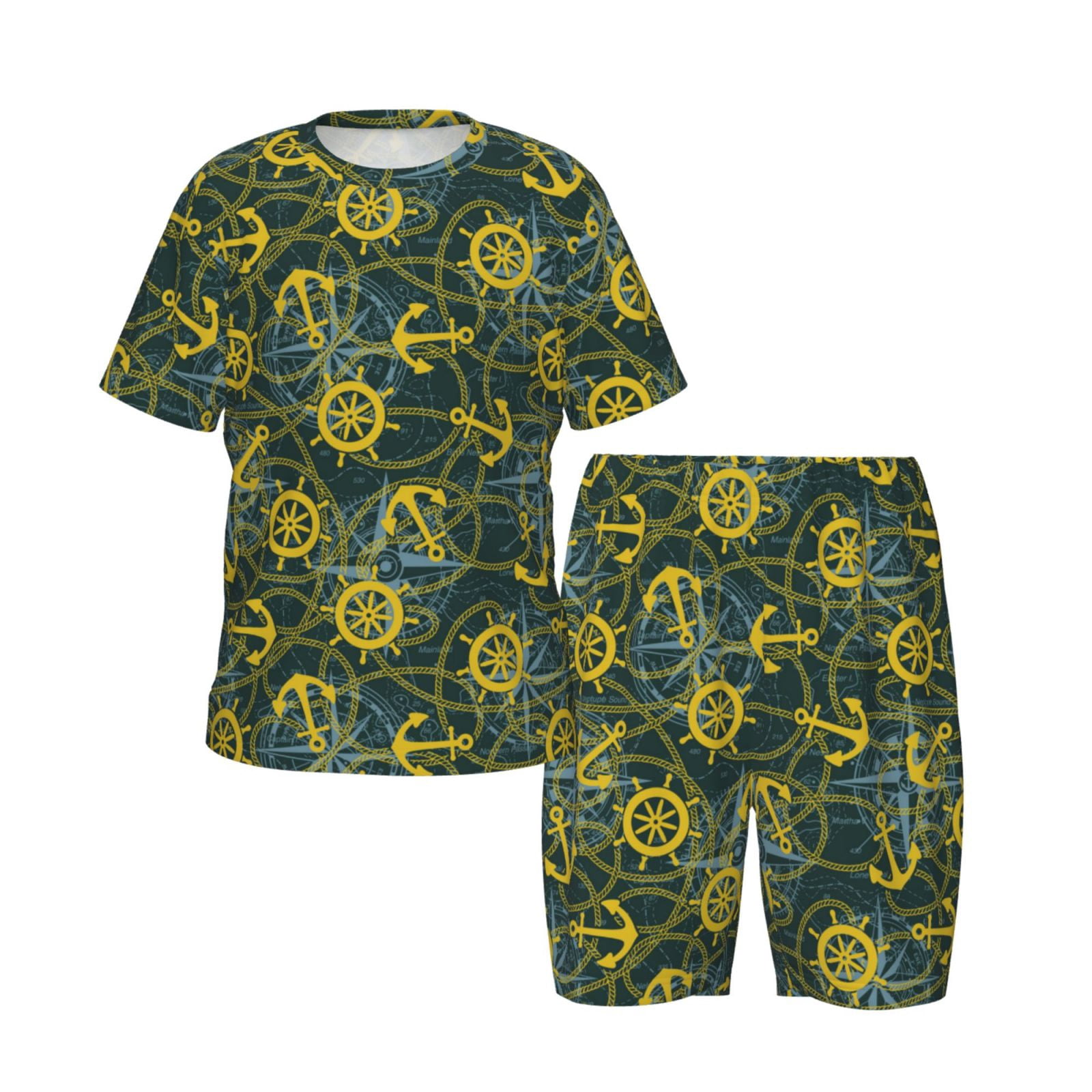 Pajamas Set For Boys and Girls, Marine Anchors And Compass 2 Piece ...