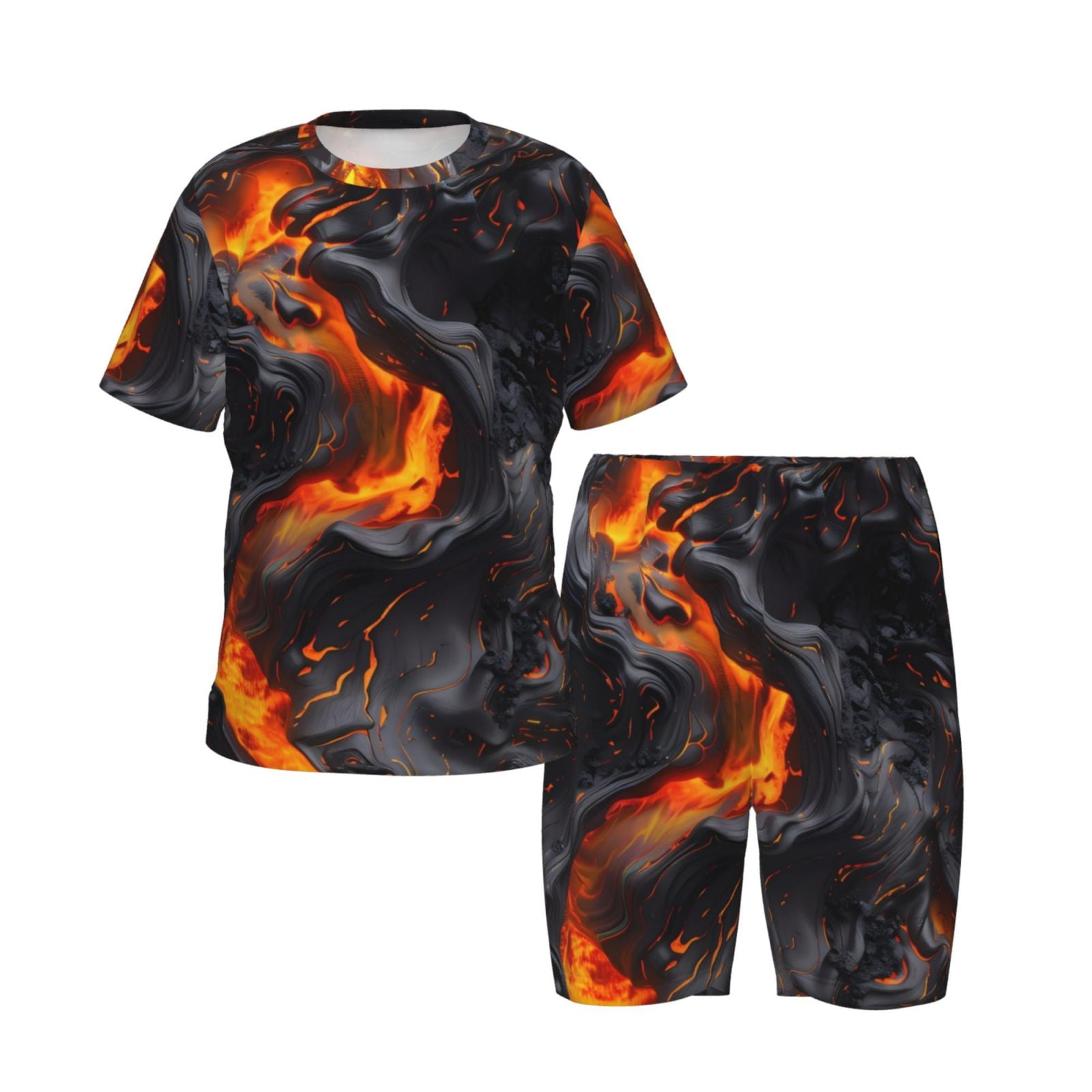 Pajamas Set For Boys and Girls, Molten Lava Abstract Flow 2 Piece Short ...