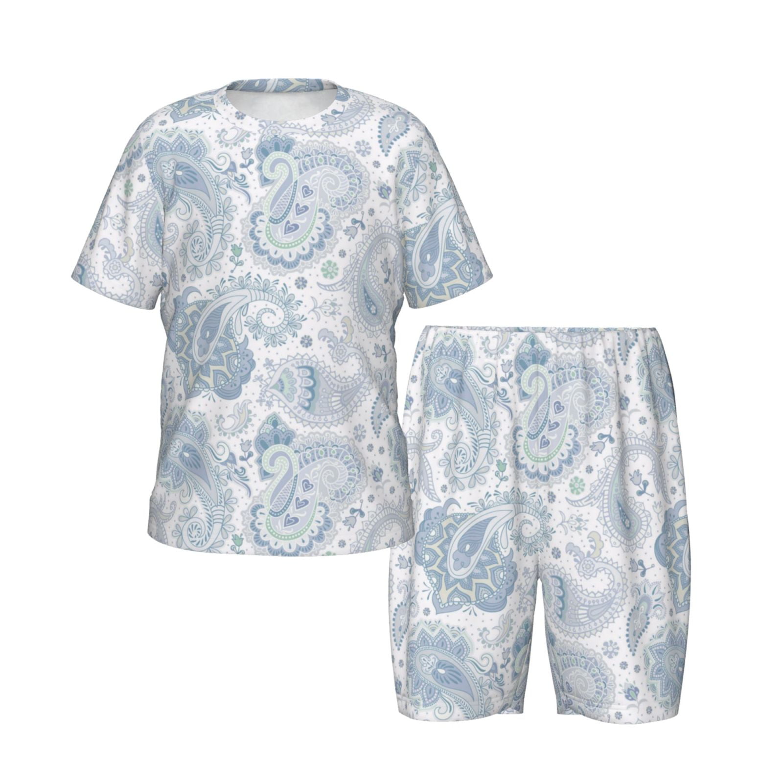 Pajamas Set For Boys and Girls, Paisley Pattern No.9024 2 Piece Short Sleeve Summer Kids Clothes ...