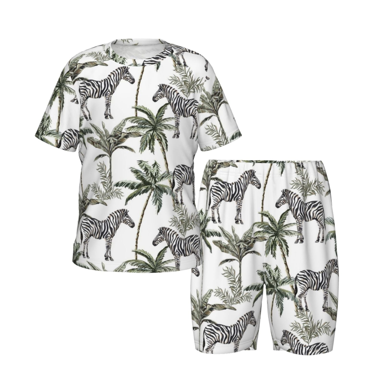 Pajamas Set For Boys and Girls, Palm Trees Zebra 2 Piece Short Sleeve ...