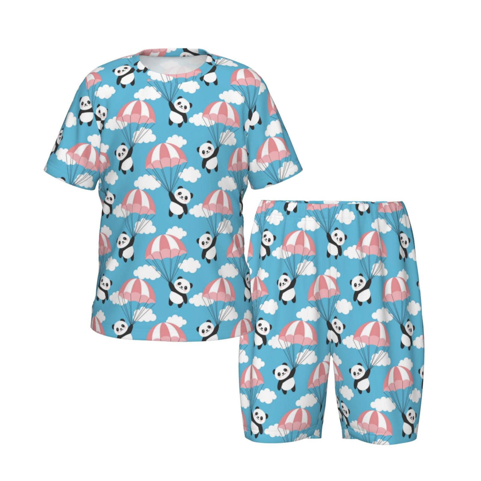 Pajamas Set For Boys and Girls, Panda Flying in the Sky 2 Piece Short ...