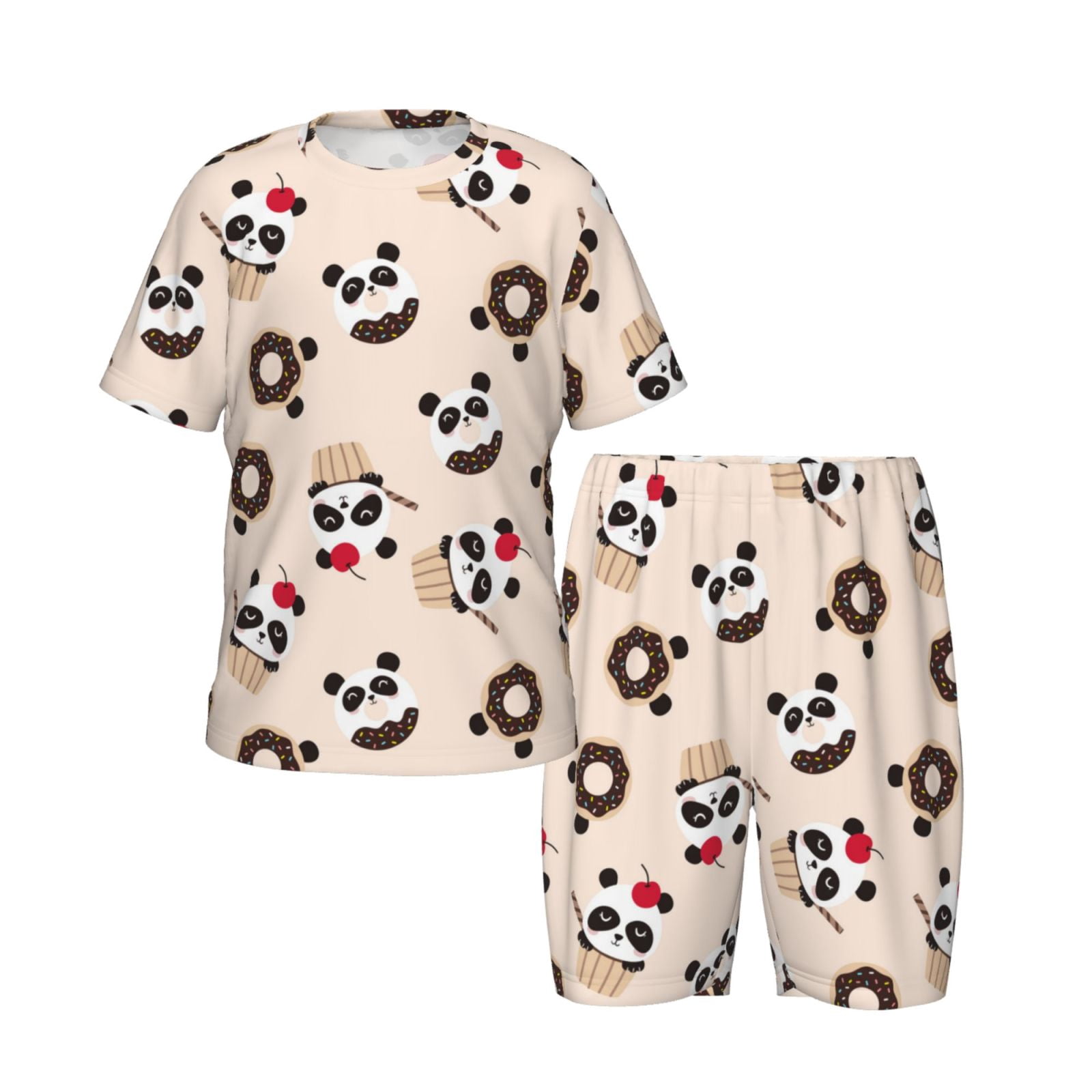 Pajamas Set For Boys and Girls, Panda Ice Creams Donuts 2 Piece Short ...