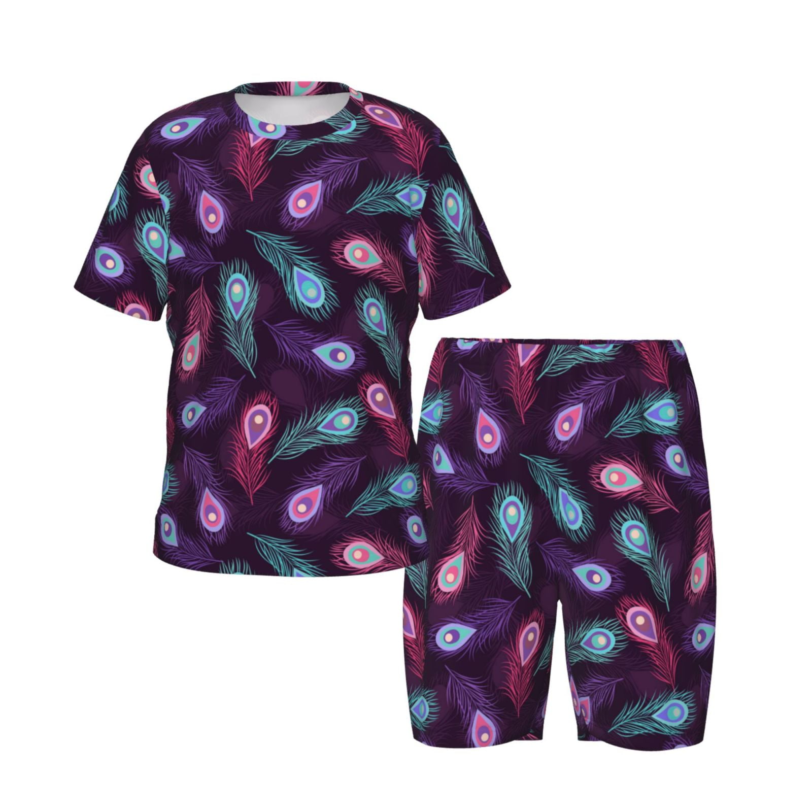 Pajamas Set For Boys and Girls, Peacock Feathers3 2 Piece Short Sleeve Summer Kids Clothes ...