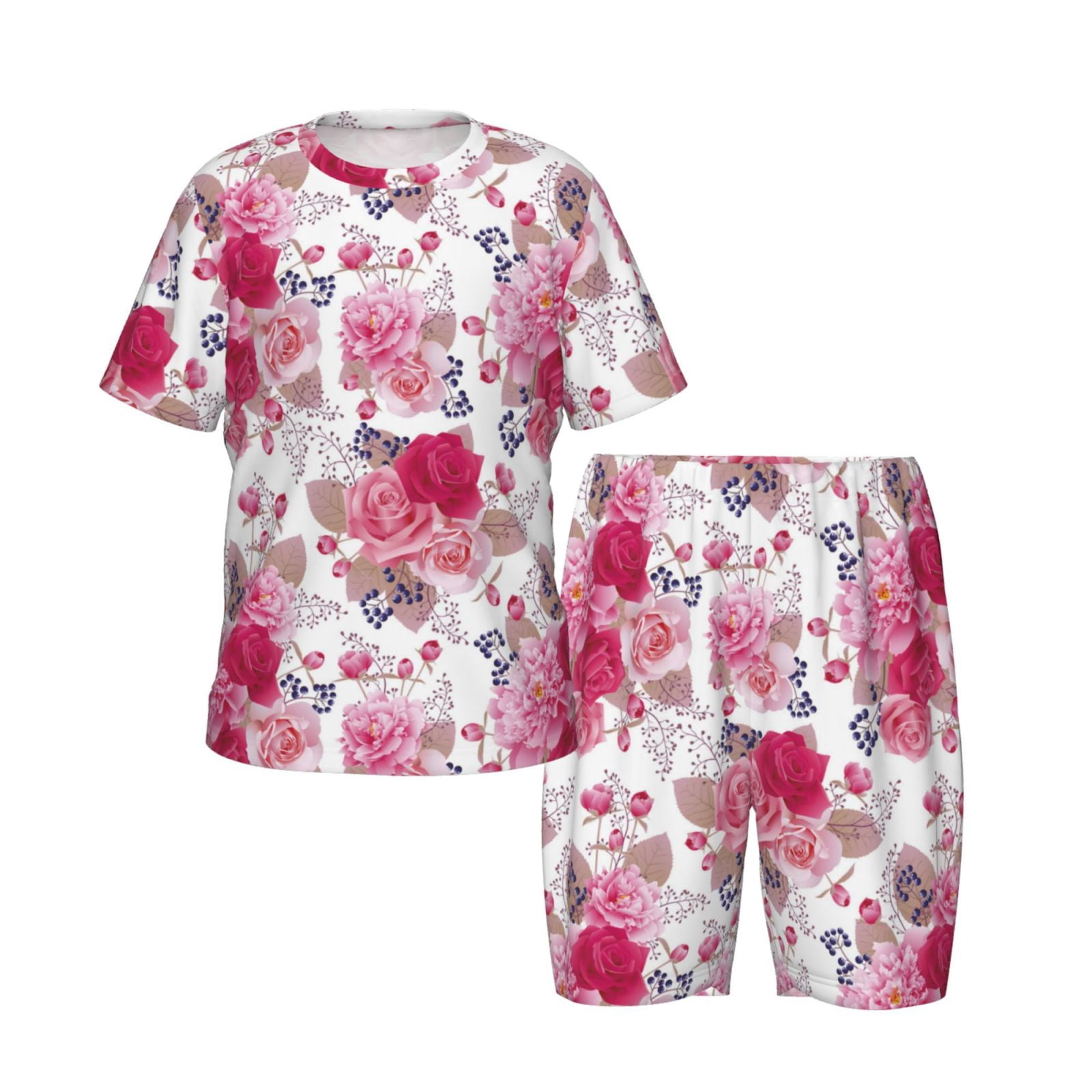Pajamas Set For Boys and Girls, Peonies and roses 2 Piece Short Sleeve ...