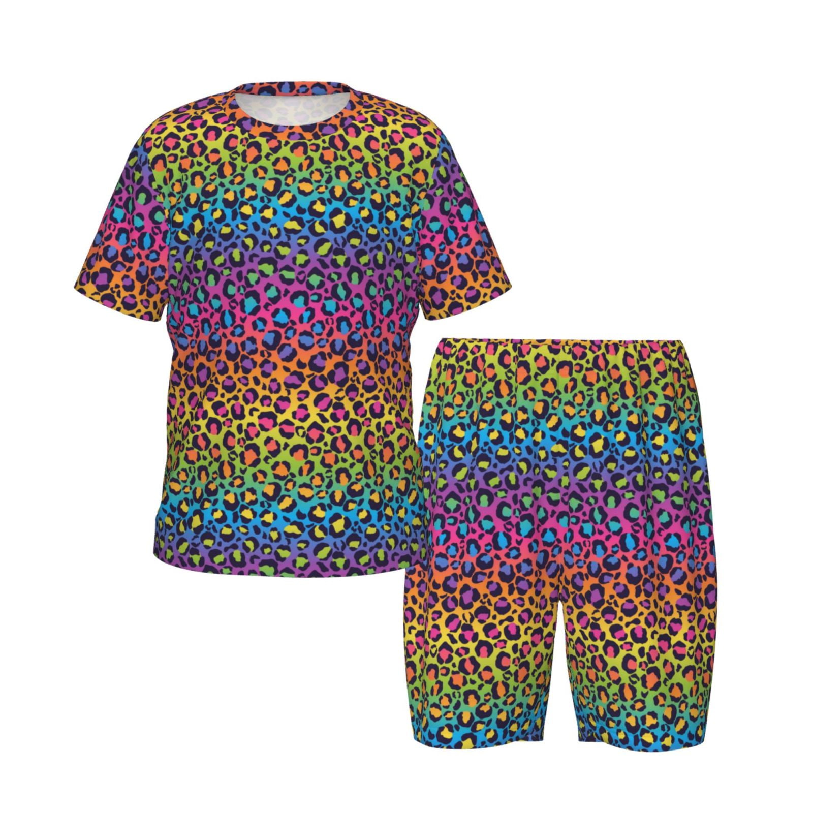 Pajamas Set For Boys and Girls, Rainbow Bright colorful leopard 2 Piece ...