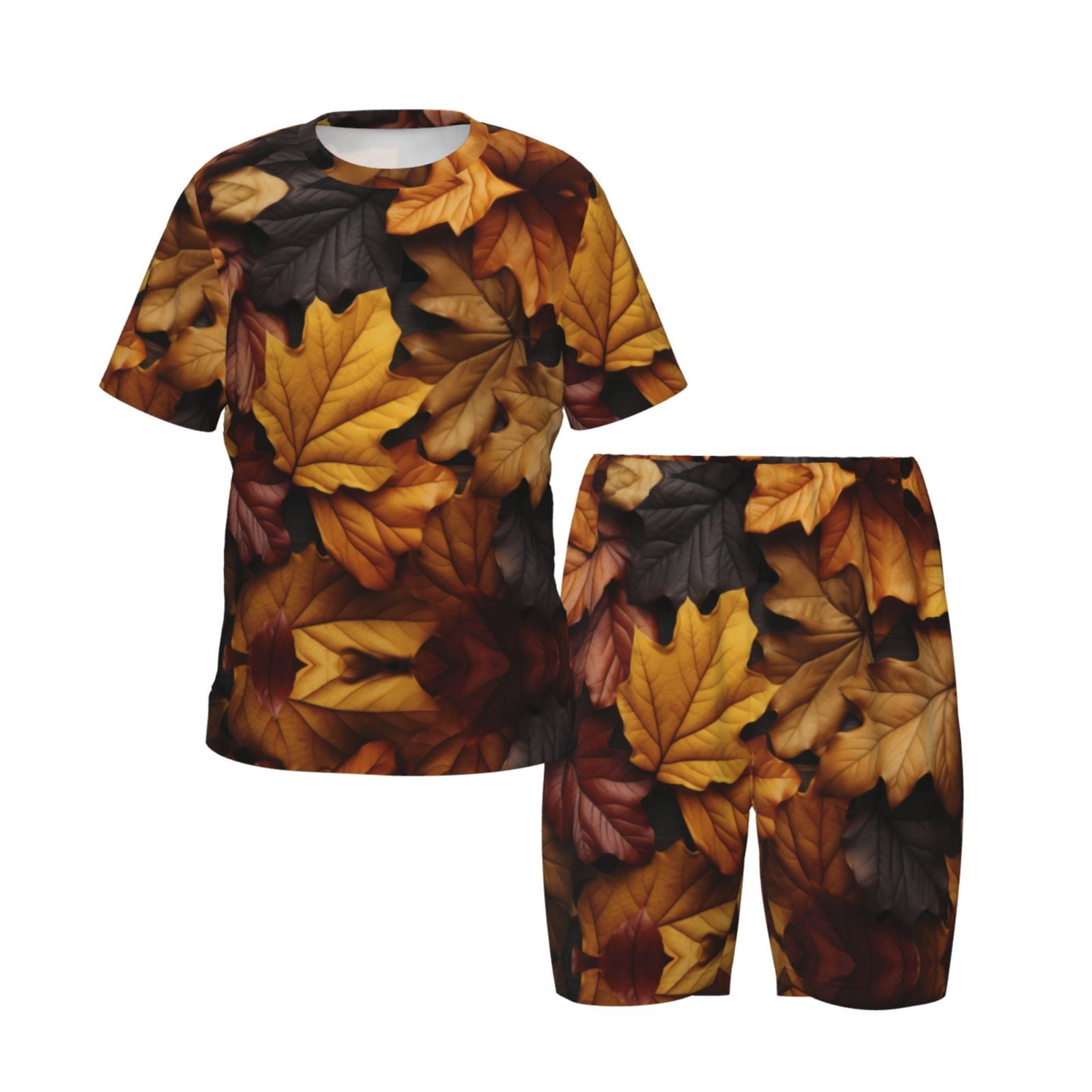 Pajamas Set For Boys and Girls, Rich Autumn Maple Leaf Texture 2 Piece ...