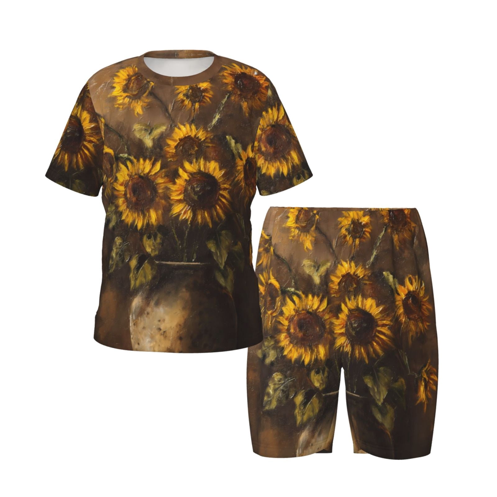 Pajamas Set For Boys and Girls, Rustic Sunflower Bouquet 2 Piece Short ...