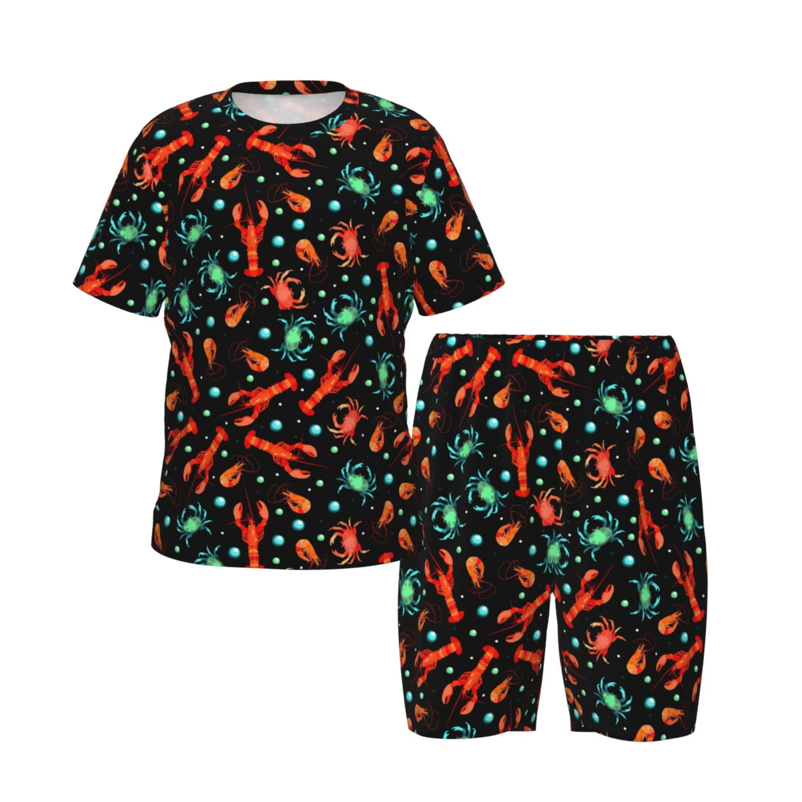 Pajamas Set For Boys and Girls, Shrimp Crab Lobster 2 Piece Short ...