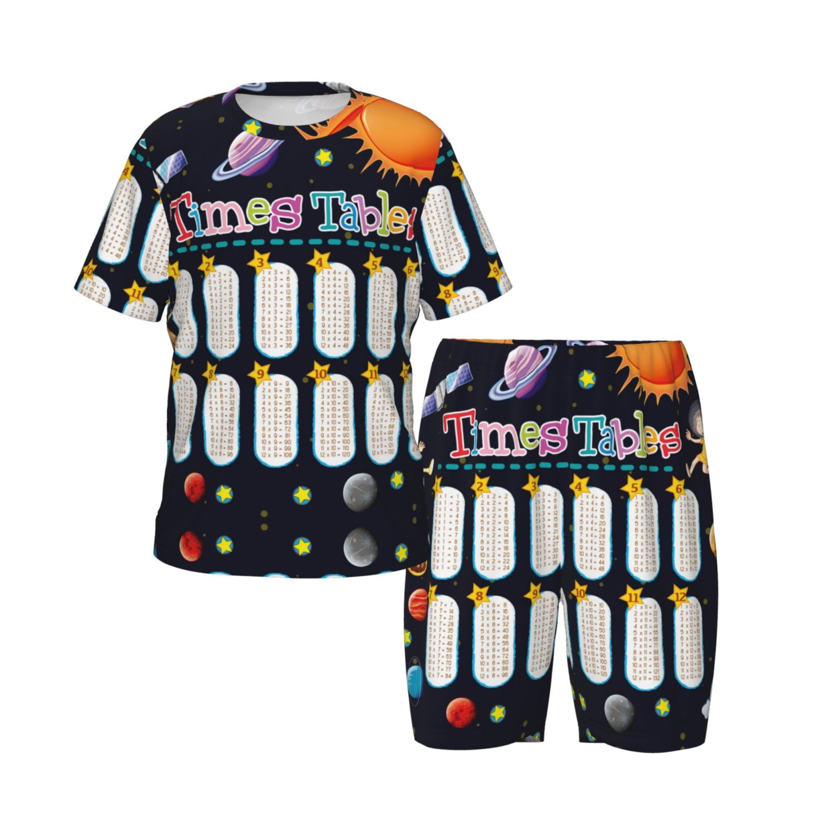 Pajamas Set For Boys and Girls, Space Math Times Tables 2 Piece Short ...
