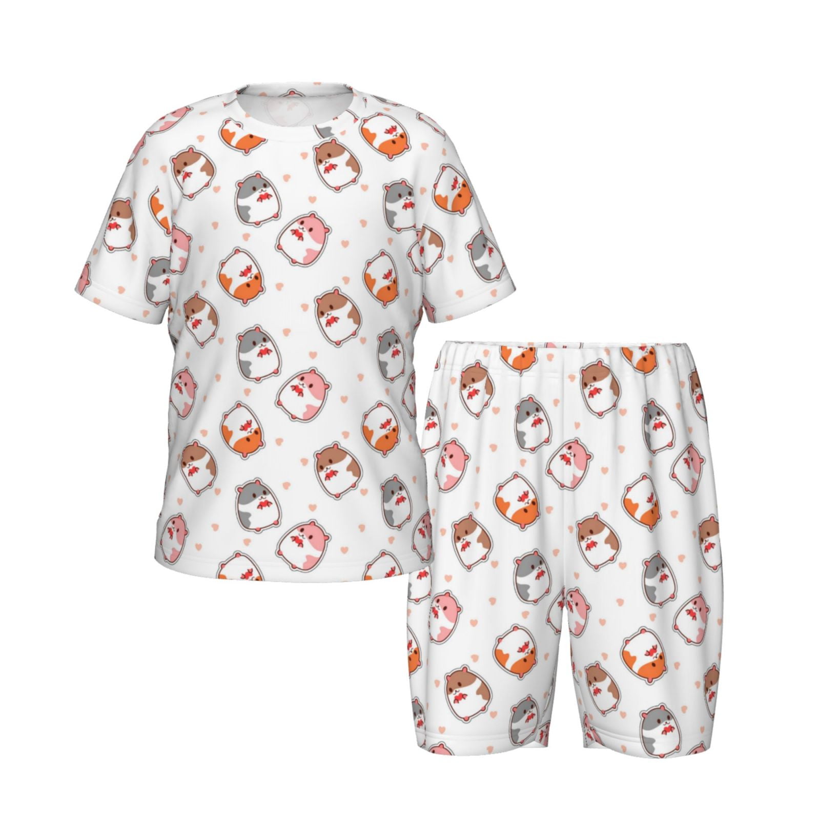 Pajamas Set For Boys and Girls, Sticker Style Cute Hamster Love 2 Piece ...