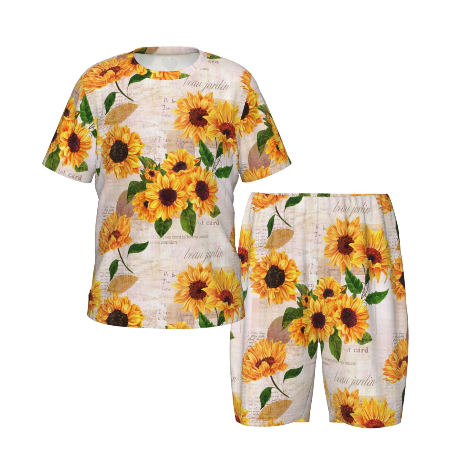 Pajamas Set For Boys and Girls, Sunflower 5 2 Piece Short Sleeve Summer ...