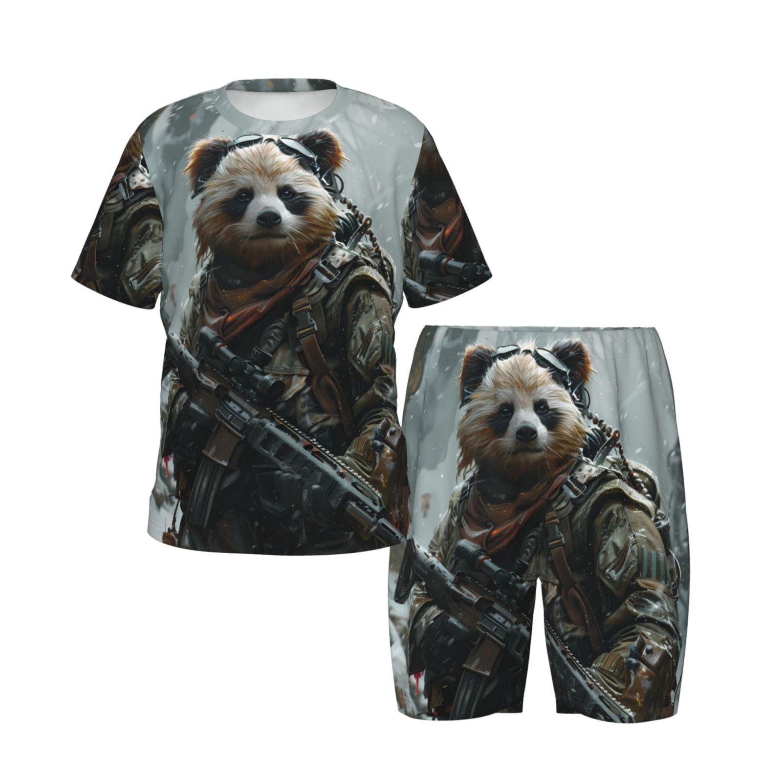 Pajamas Set For Boys and Girls, Surreal Panda Warrior 2 Piece Short ...