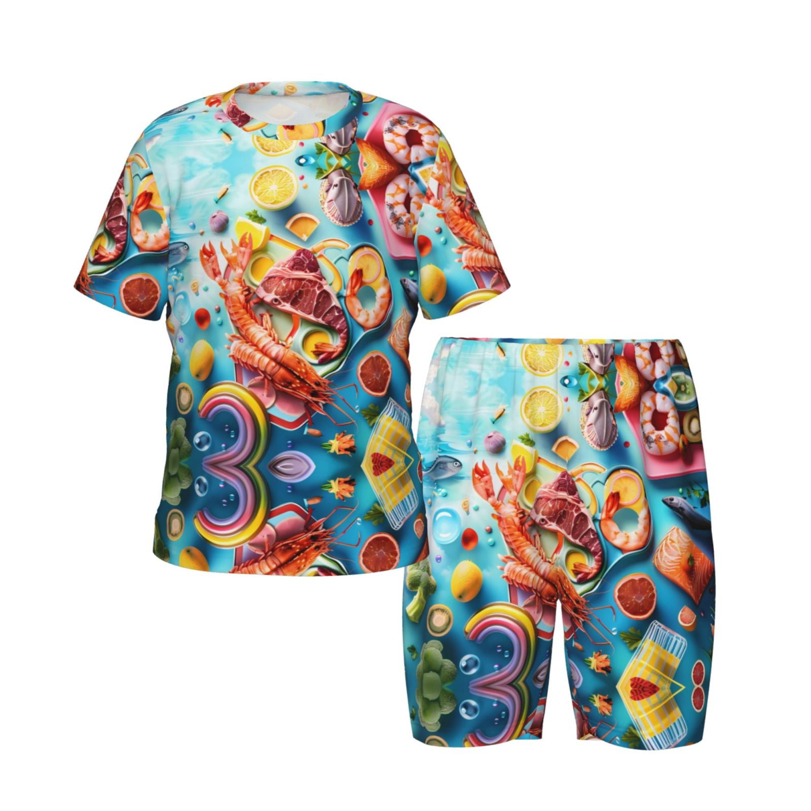 Pajamas Set For Boys and Girls, Surreal Seafood Extravaganza 2 Piece ...