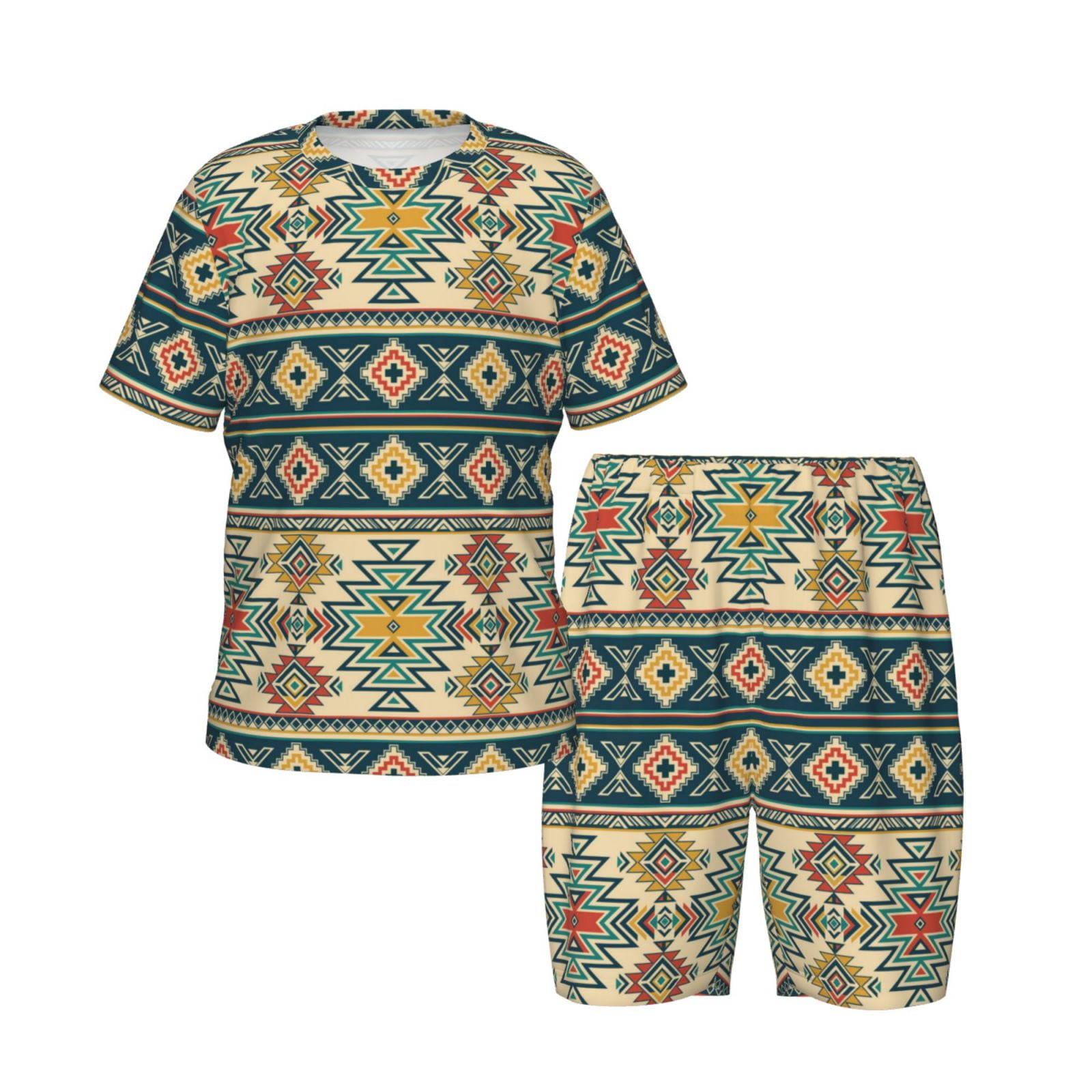 Pajamas Set For Boys and Girls, Traditional Tribal Aztec1 2 Piece Short ...