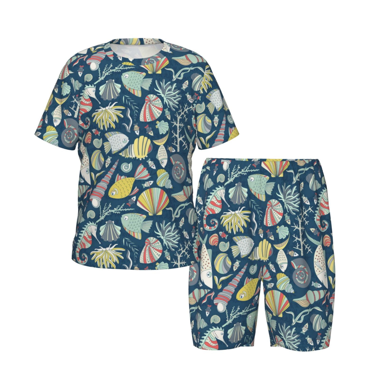 Pajamas Set For Boys and Girls, Underwater Creature 2 Piece Short ...