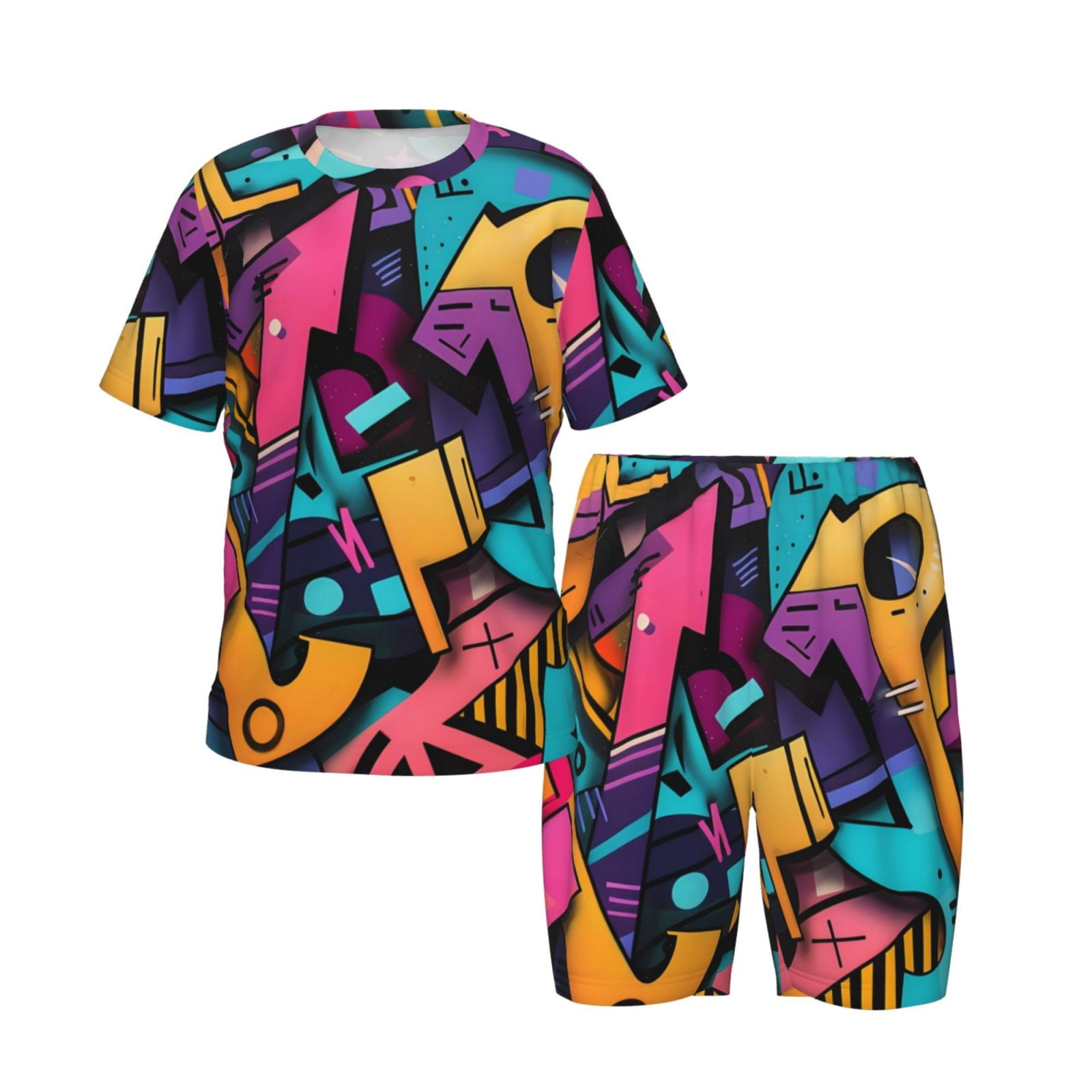 Pajamas Set For Boys and Girls, Vibrant Graffiti Urban Art 2 Piece ...