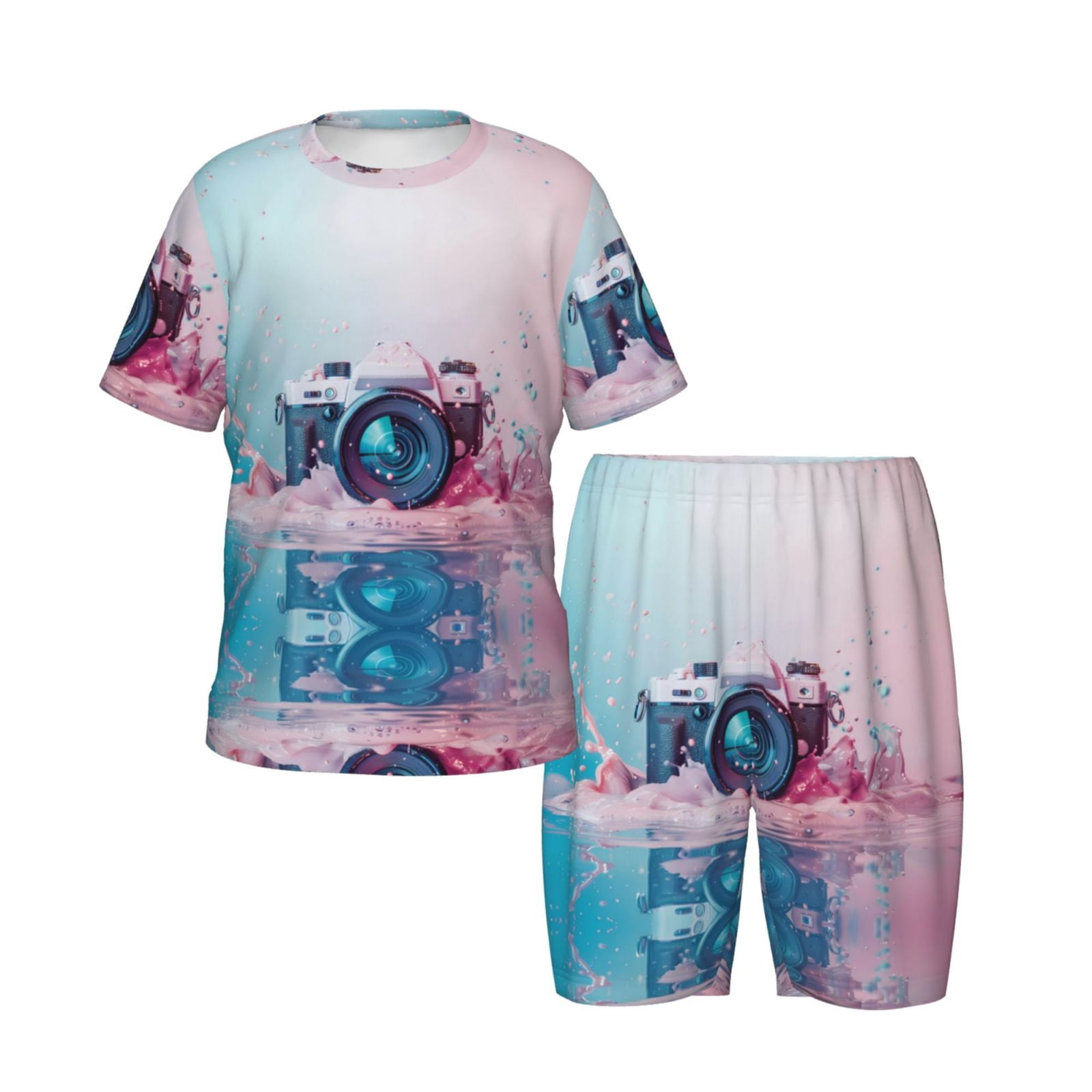 Pajamas Set For Boys and Girls, Vintage Camera Splash Art 2 Piece Short ...