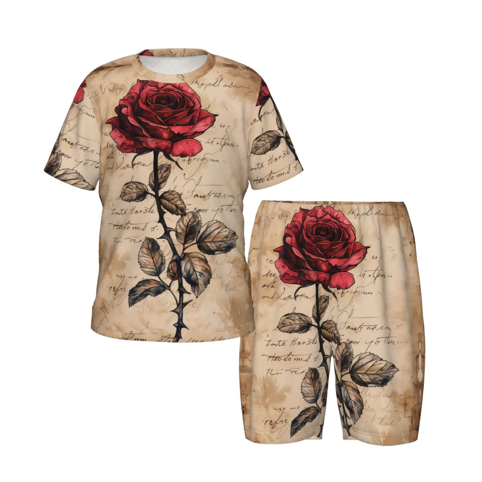 Pajamas Set For Boys and Girls, Vintage Rose Botanical Art 2 Piece ...