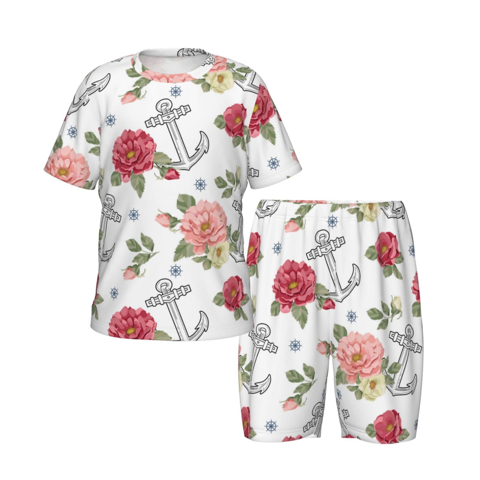 Pajamas Set For Boys and Girls, Vintage roses anchor white 2 Piece ...