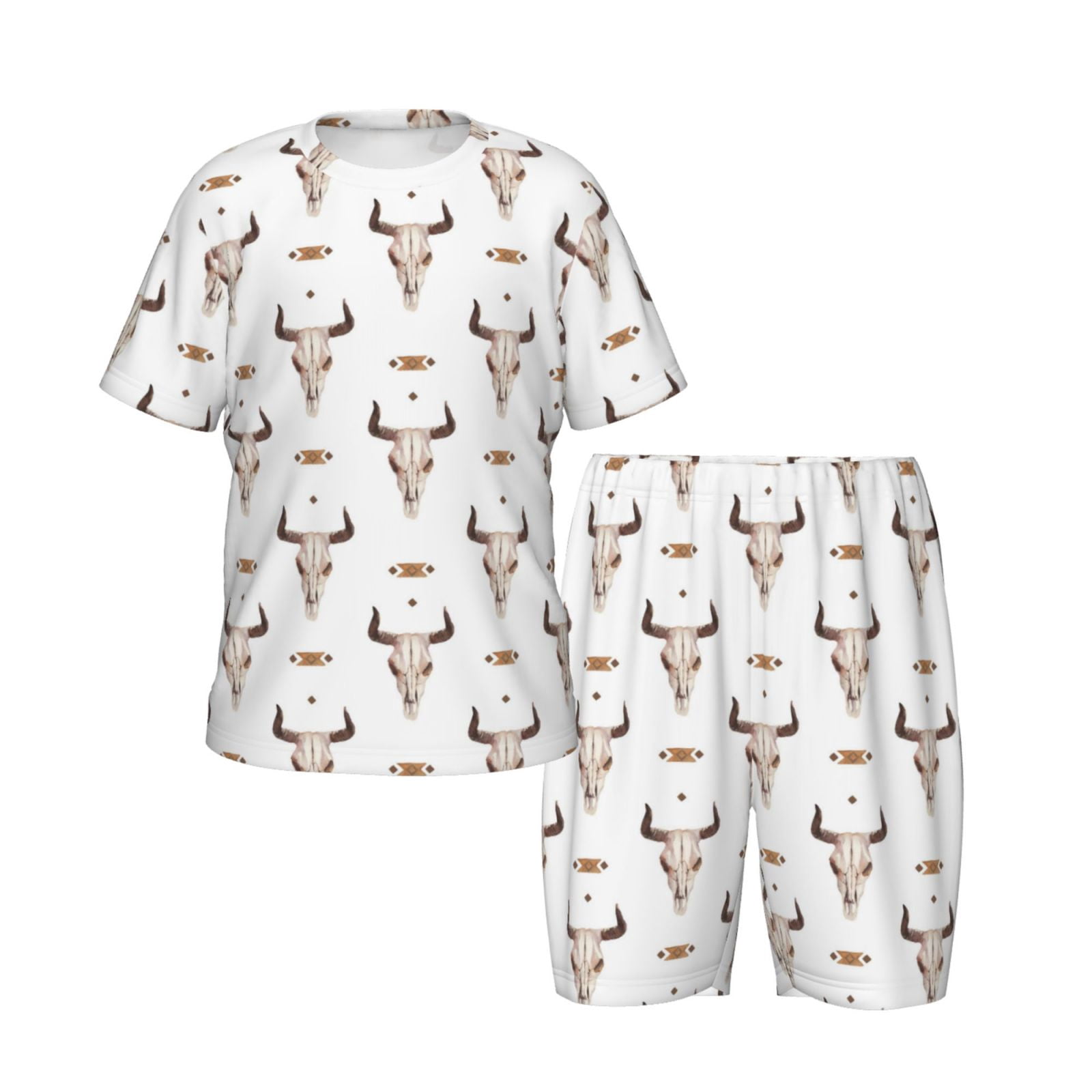 Pajamas Set For Boys and Girls, boho cow skull Indian style 2 Piece ...