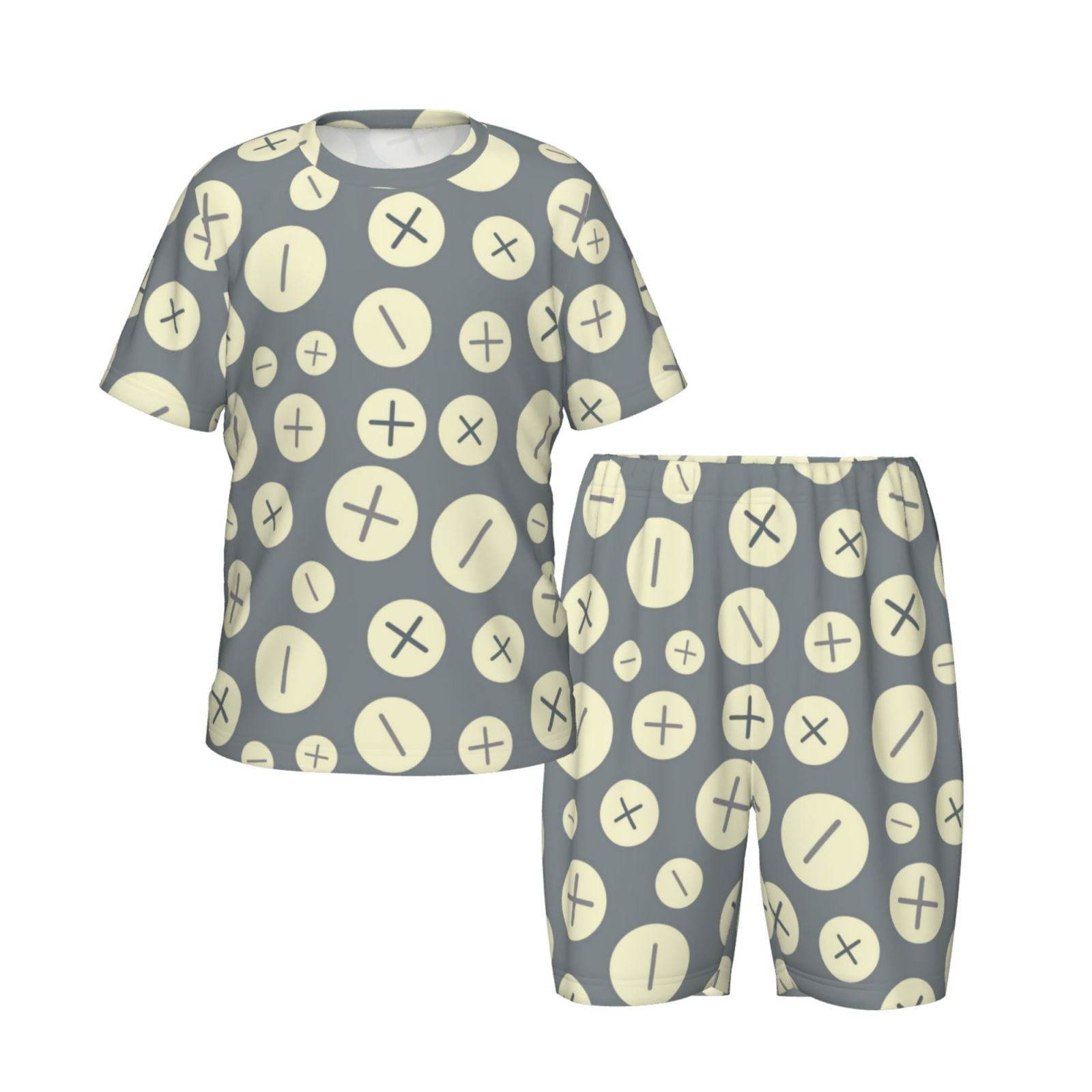 Pajamas Set For Boys and Girls, comical Math Symbol Print 2 Piece Short ...