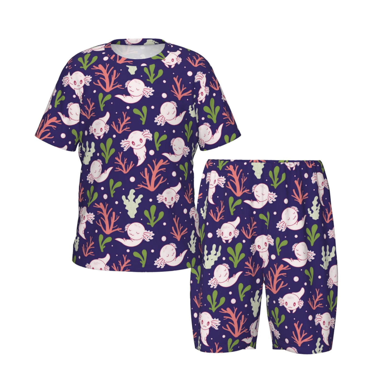 Pajamas Set For Boys and Girls, cute Axolotl corals navyblue 2 Piece ...
