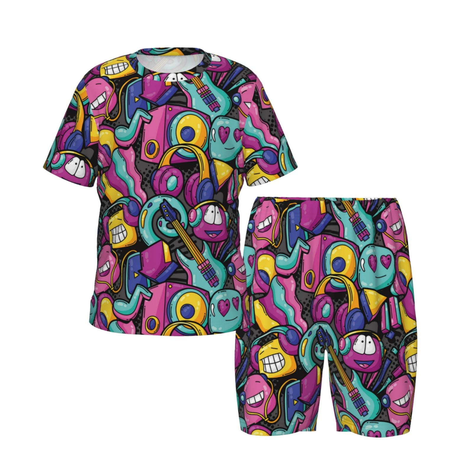 Pajamas Set For Boys and Girls, music robot 2 Piece Short Sleeve Summer ...