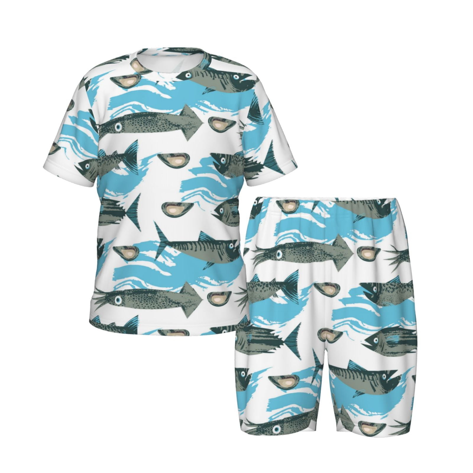 Pajamas Set For Boys and Girls, octopus fish 2 Piece Short Sleeve ...