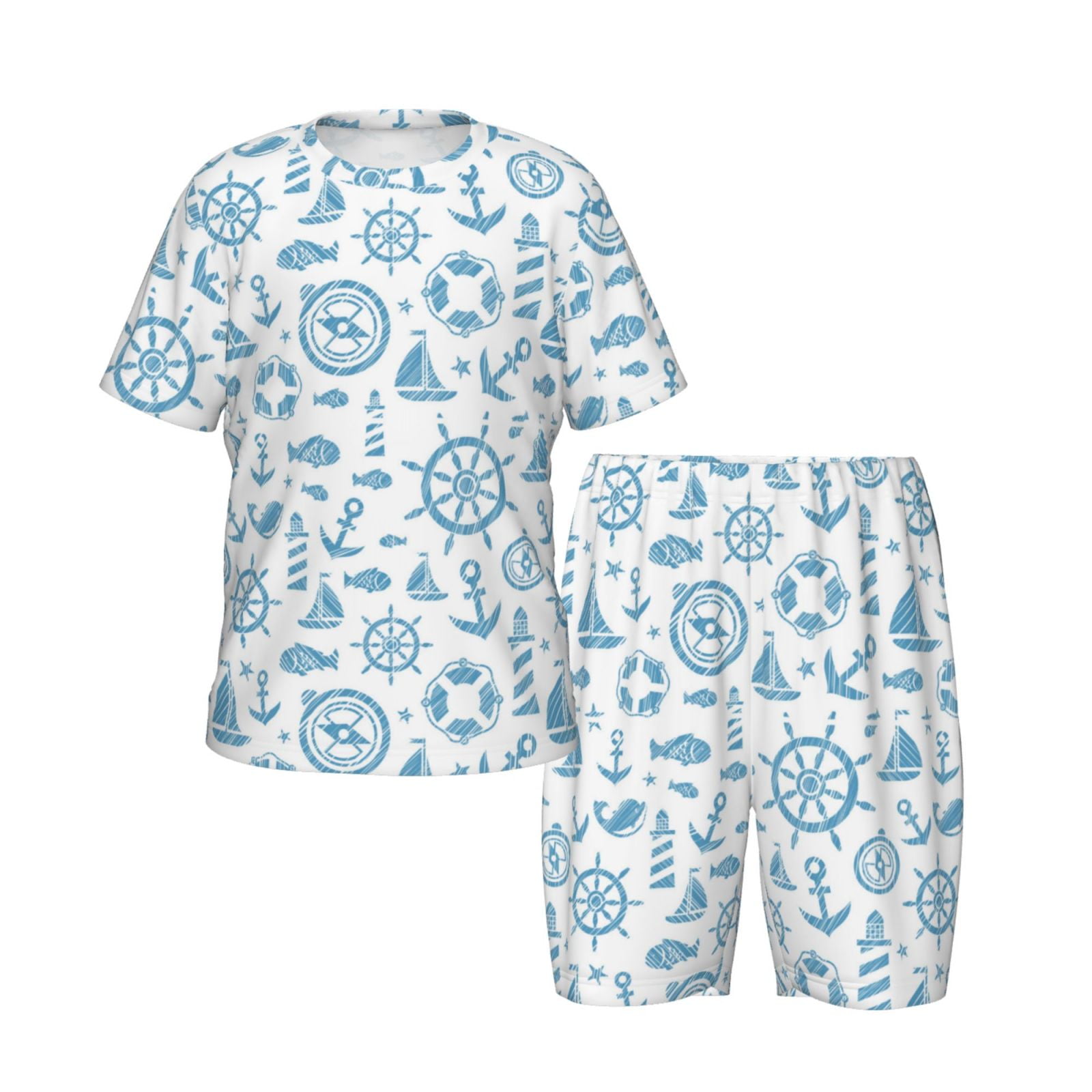 Pajamas Set For Boys and Girls, rudder sailing ship 2 Piece Short ...