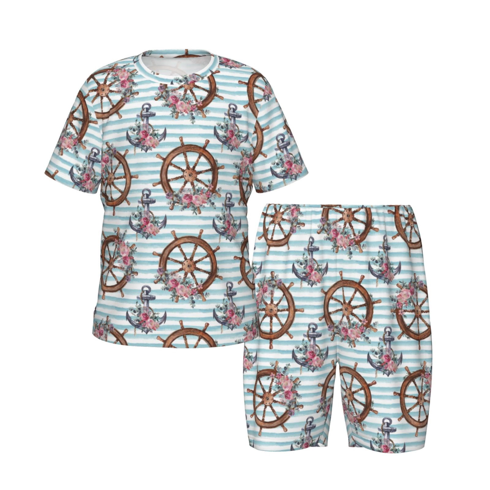 Pajamas Set For Boys and Girls, vintage anchor steering wheel flower 2 ...