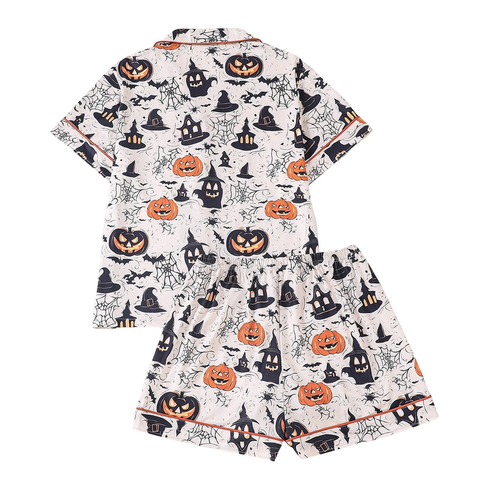 Pajamas Set Pumpkin Magic Hat Halloween Pajama Collar Short Sleeve ...
