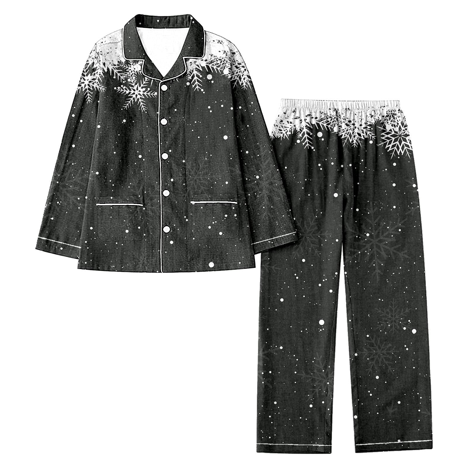 Pajamas Set Women Christmas Pajamas Sets Lapel Full Print Santa ...