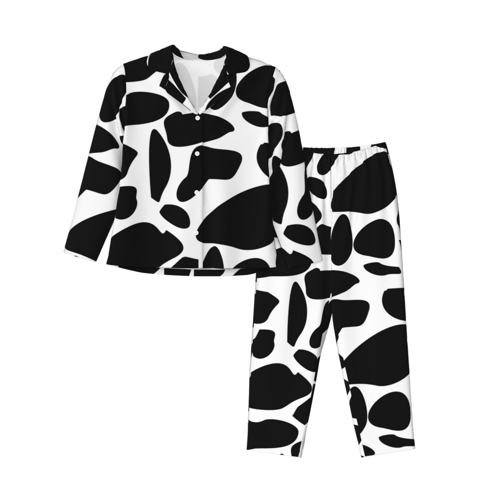 Pajamas for Women Set - Cow Print Comfy Long Sleeve Button Up Pajama ...
