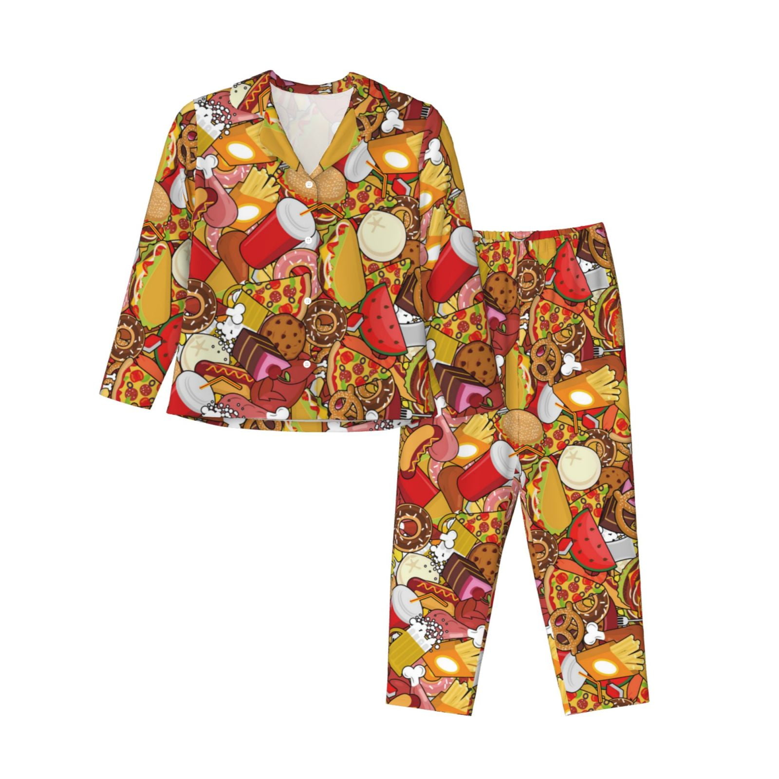 Pajamas for Women Set - Cute Food Cake Chicken Leg Donuts Soft Comfy ...