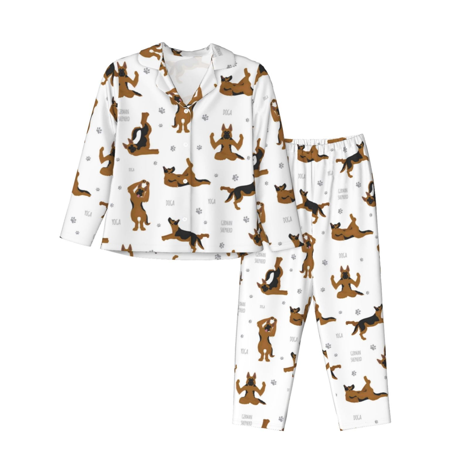 Pajamas for Women Set - Funny Shepherd Dog Soft Comfy Long Sleeve Button Up Pajama Sets for ...