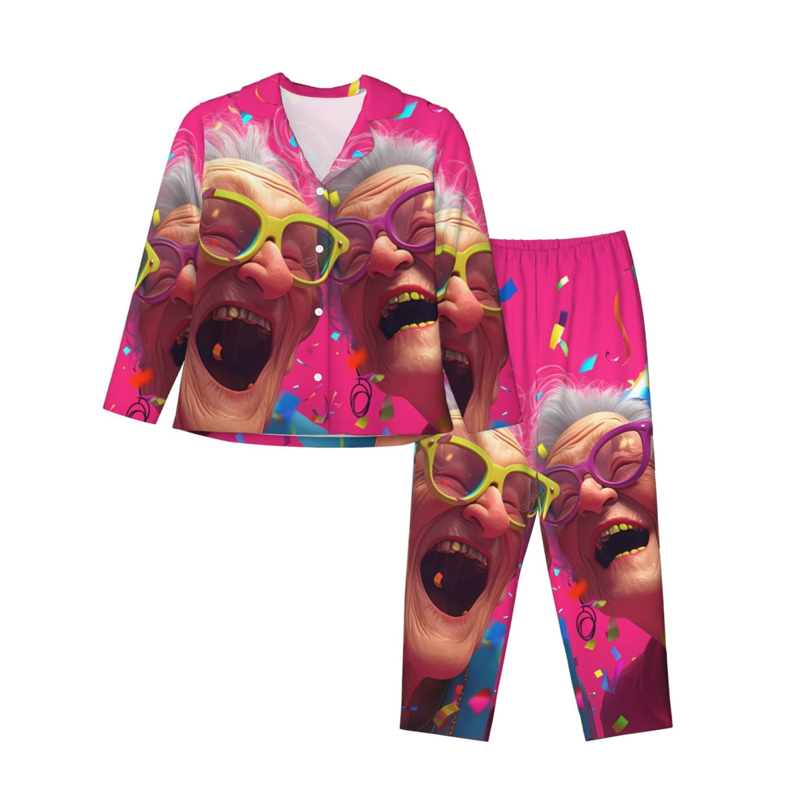 Pajamas for Women Set - Happy Birthday No.102 Comfy Long Sleeve Button ...