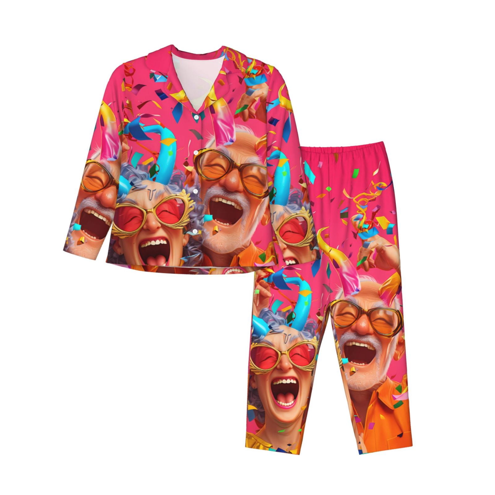 Pajamas for Women Set - Happy Birthday No.103 Comfy Long Sleeve Button ...