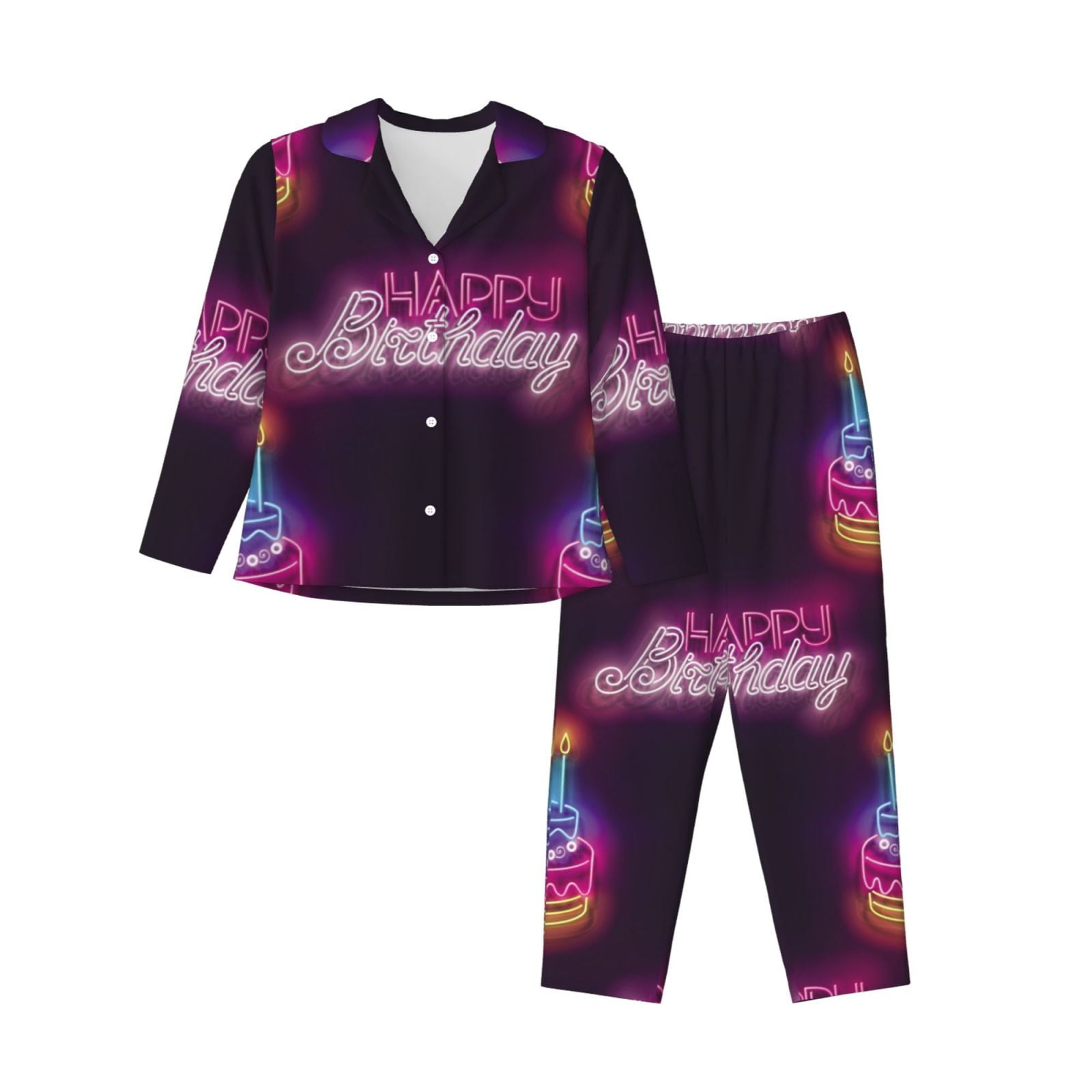 Pajamas for Women Set - Light Bulb happy birthday Comfy Long Sleeve ...