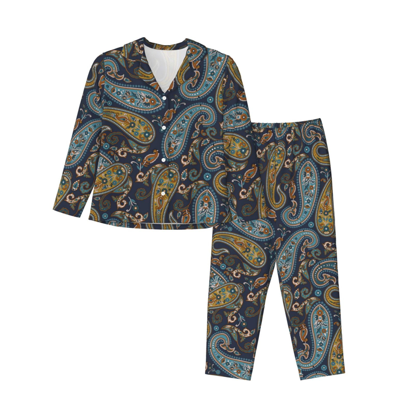 Pajamas for Women Set - Paisley Pattern No.9099 Soft Comfy Long Sleeve ...