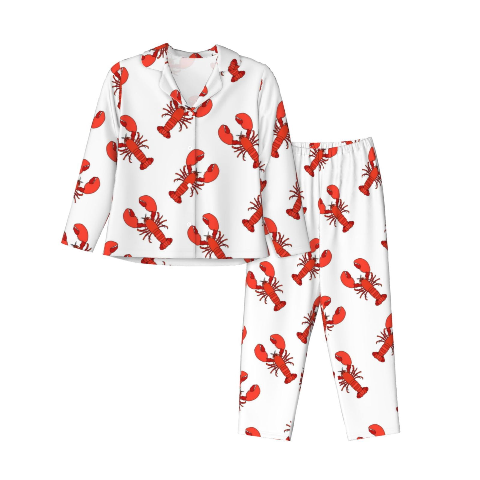 Pajamas for Women Set - Shrimp Pattern No.J92 Soft Comfy Long Sleeve ...