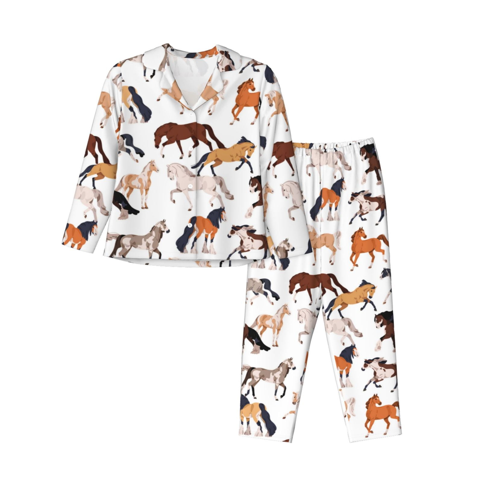 Pajamas for Women Set - Simple Painted Cool Horse_A Comfy Long Sleeve ...