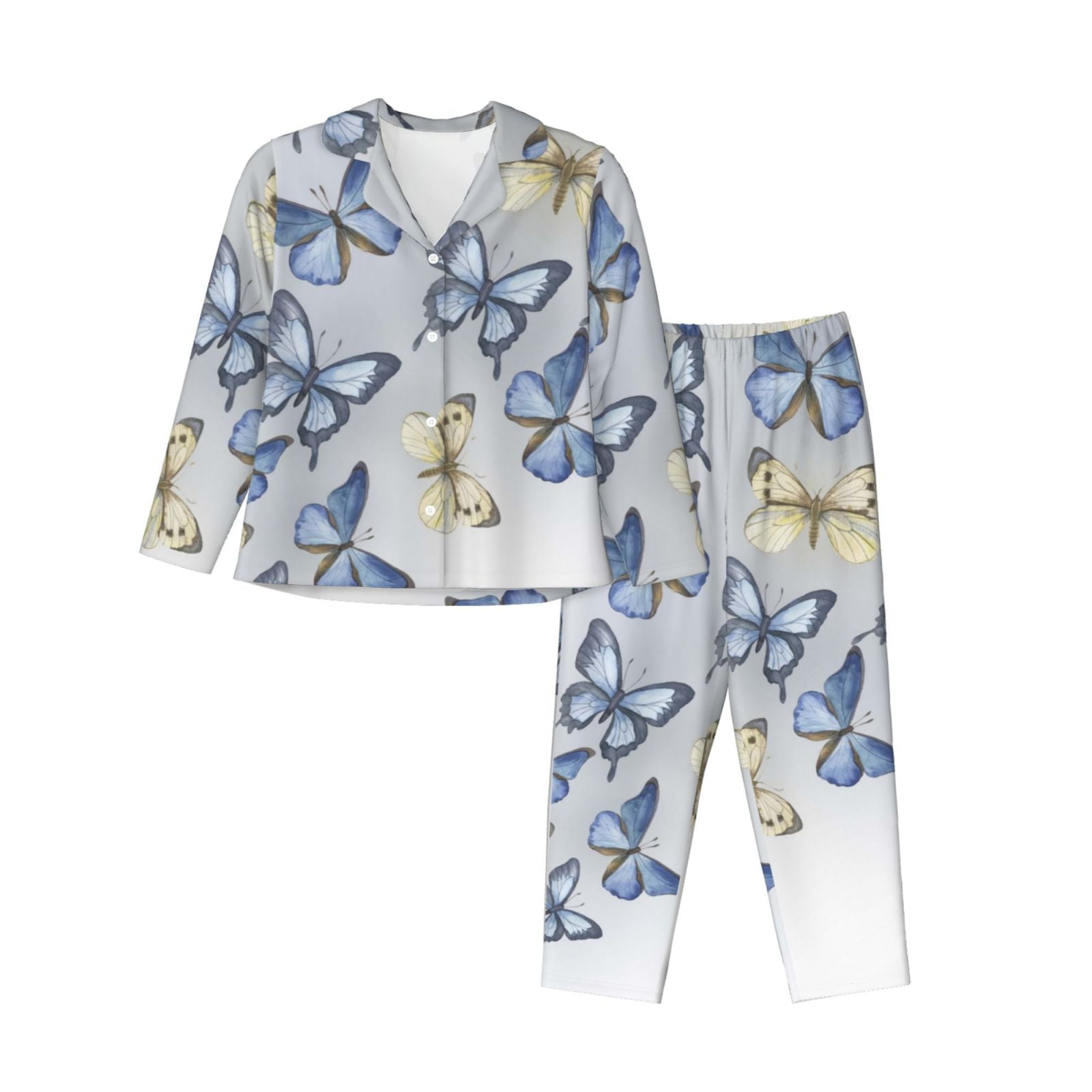 Pajamas for Women Set - The Flying-Up Butterflies Comfy Long Sleeve ...